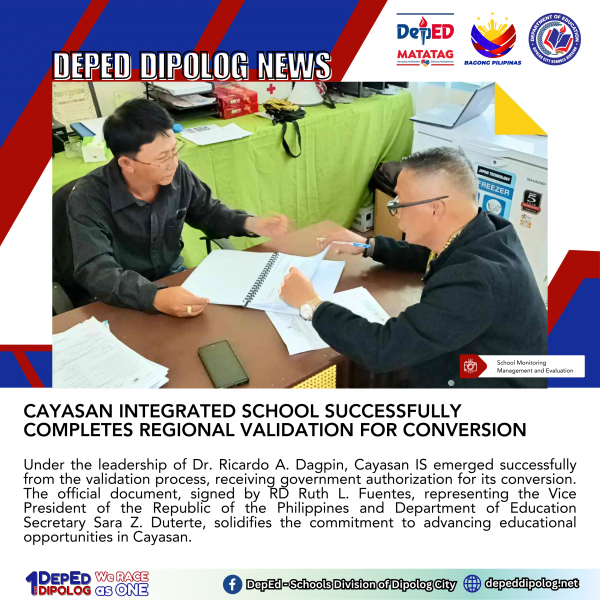 Cayasan Integrated School successfully completes regional validation ...