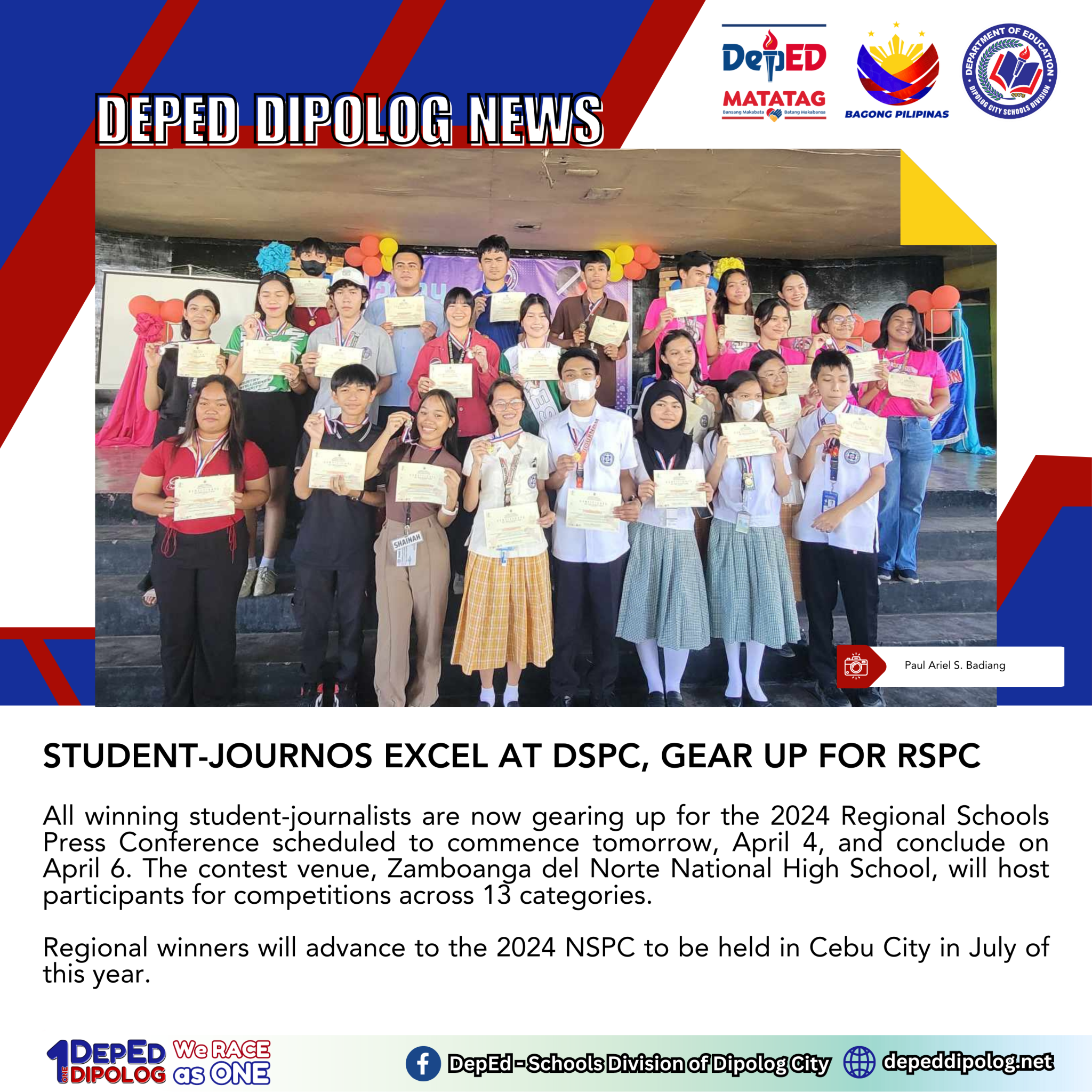 Student-journos excel at DSPC, gear up for RSPC | DepEd Dipolog City ...