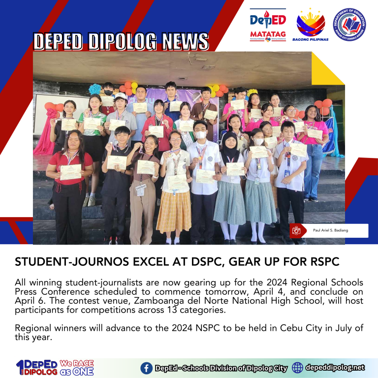 Student-journos excel at DSPC, gear up for RSPC | DepEd Dipolog City ...