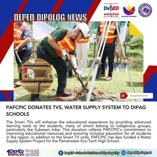 PAFCPIC donates TVs, water supply system to Dipag schools | DepEd ...